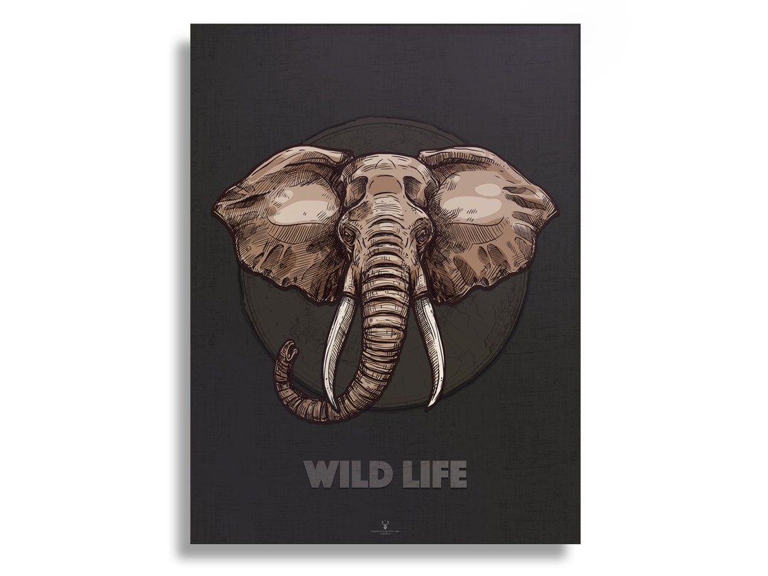 Elephant Poster Wild Life Gothic Art Elephant Decor Vintage Gallery ...