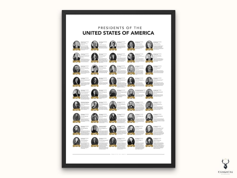United States Presidents Poster USA Presidents Print US History Poster ...