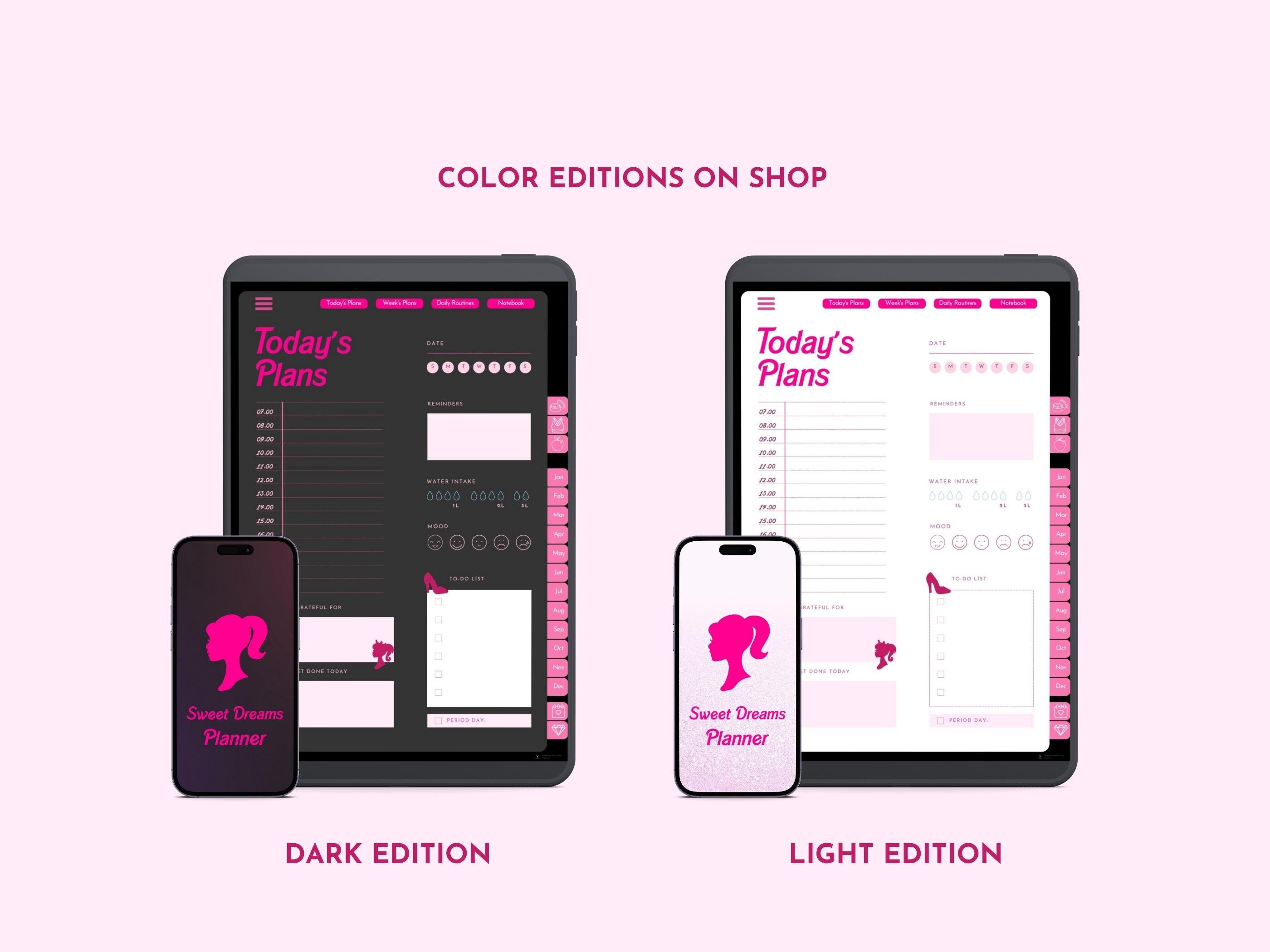 Pink Digital Planner Doll Pink Planner 2023 2024 Planner for - Etsy