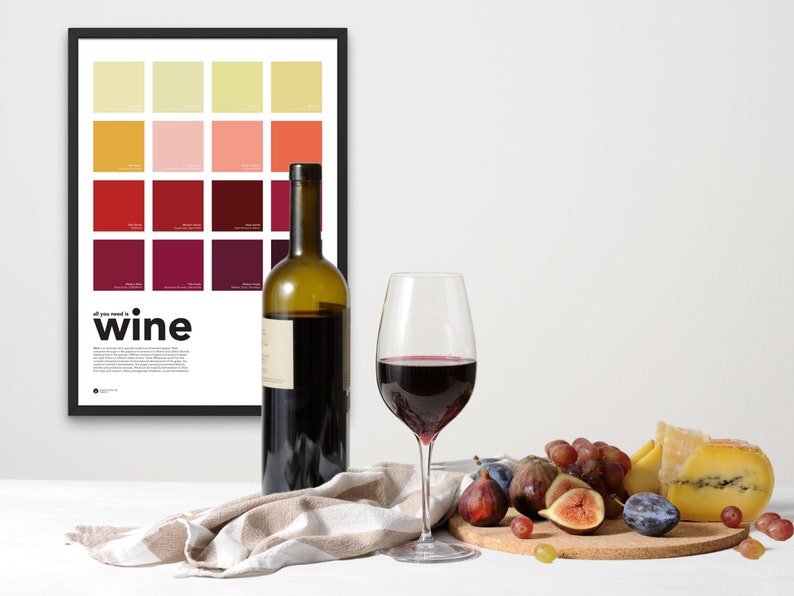 Wine Color Chart Print Wine Wall Art Printable All You Need is - Etsy