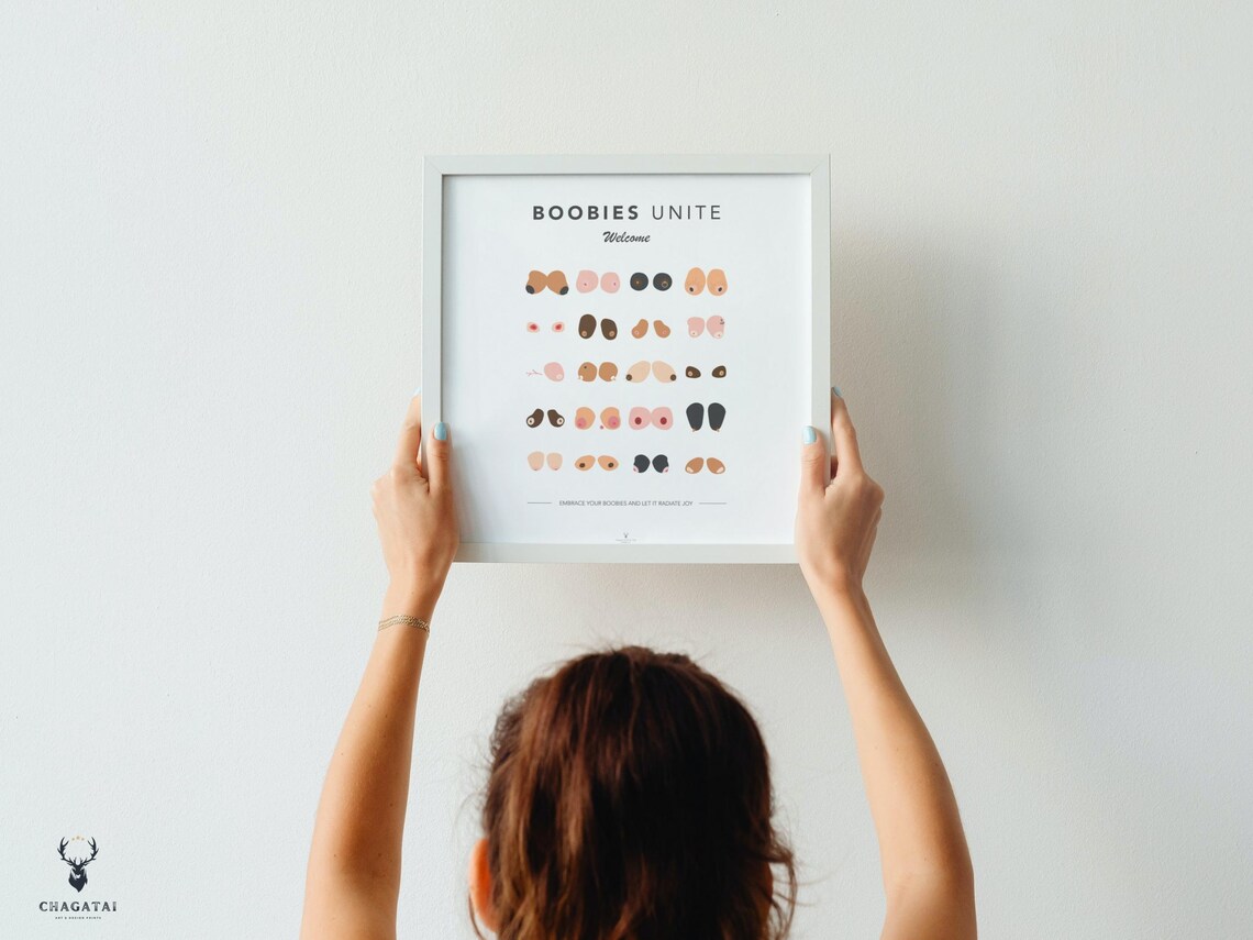 Boobies Print Funny Bathroom Wall Decor Boobs Decor Feminist Etsy