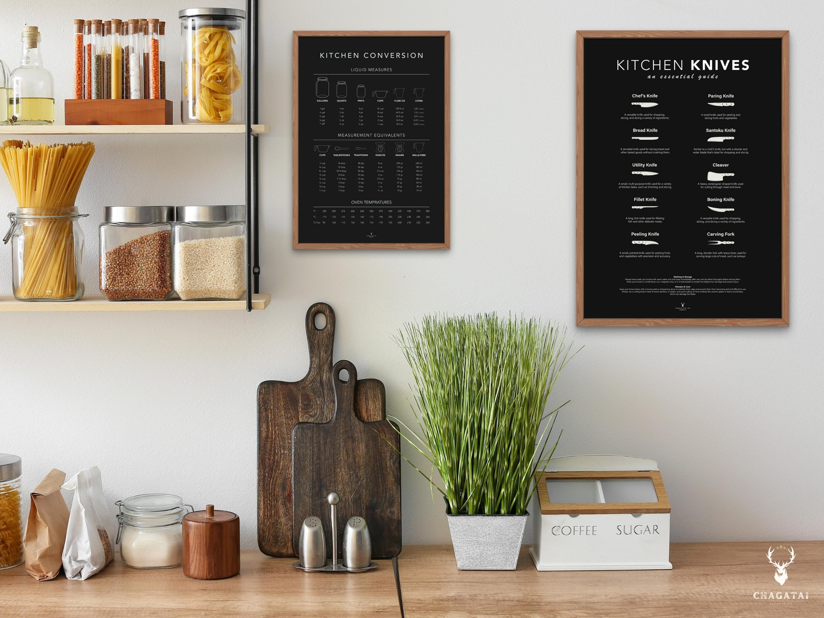Kitchen Wall Art Knives Guide Poster Butcher Poster Print Kitchen Cheat ...