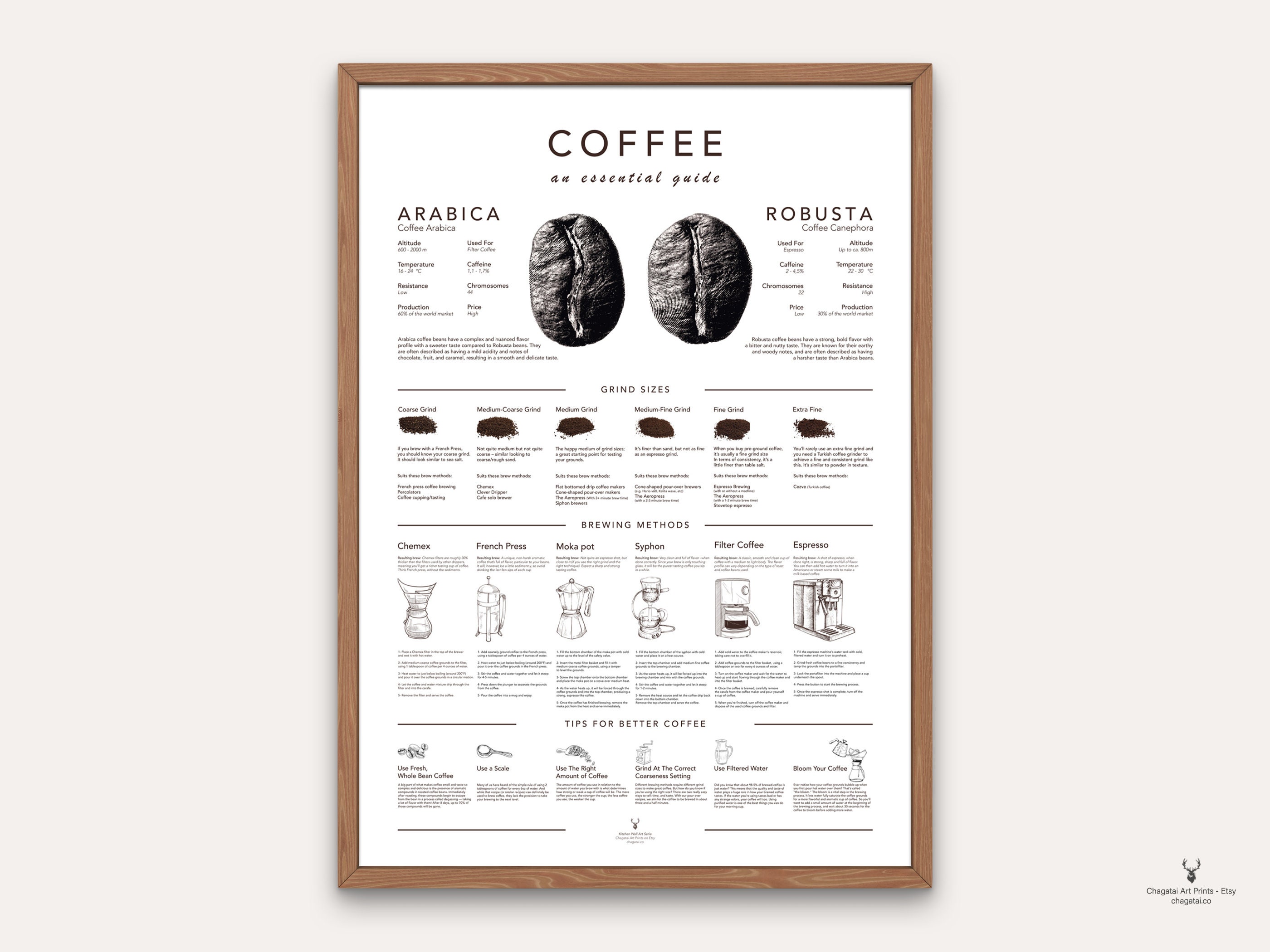 Coffee Brew Methods Print Coffee Guide Poster Kitchen Wall Art - Etsy