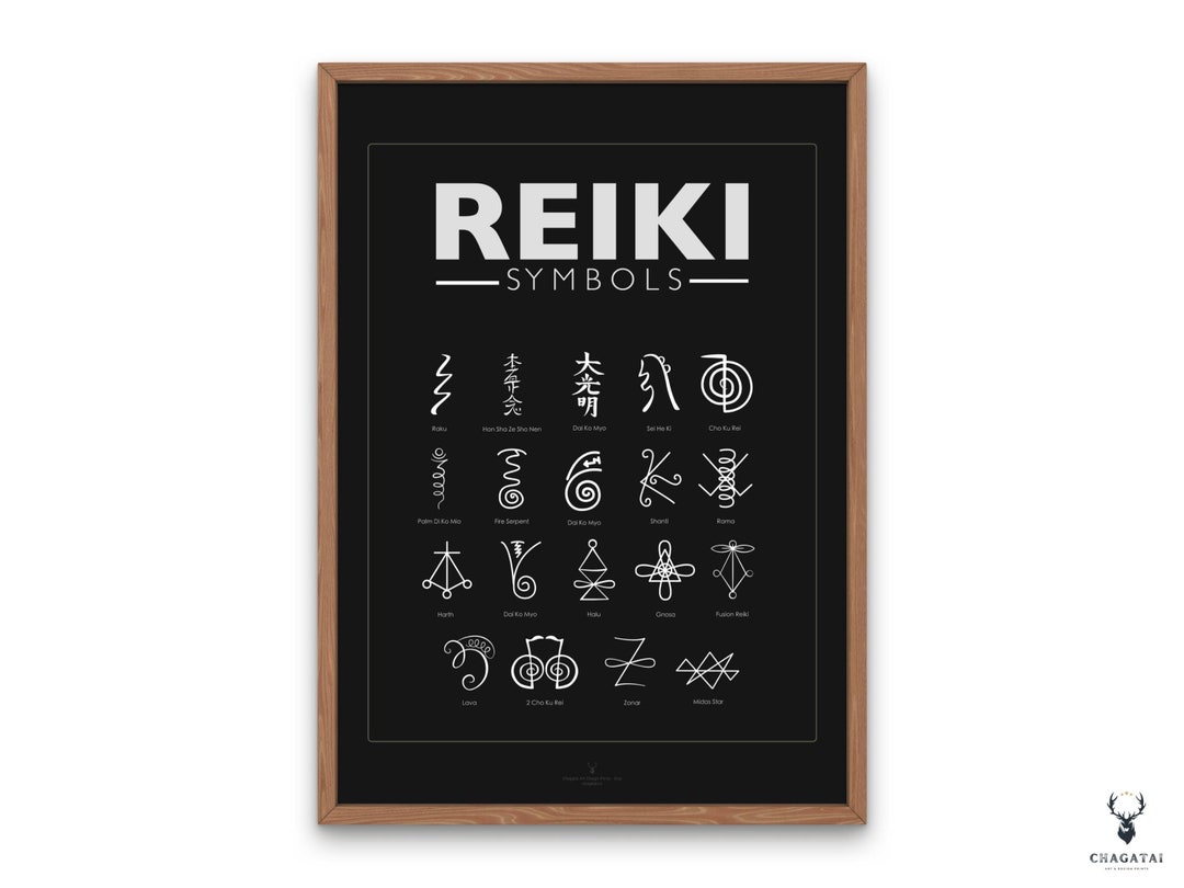 Meditation Decor With Reiki Symbols Wall Art Yoga Poster Meditation ...