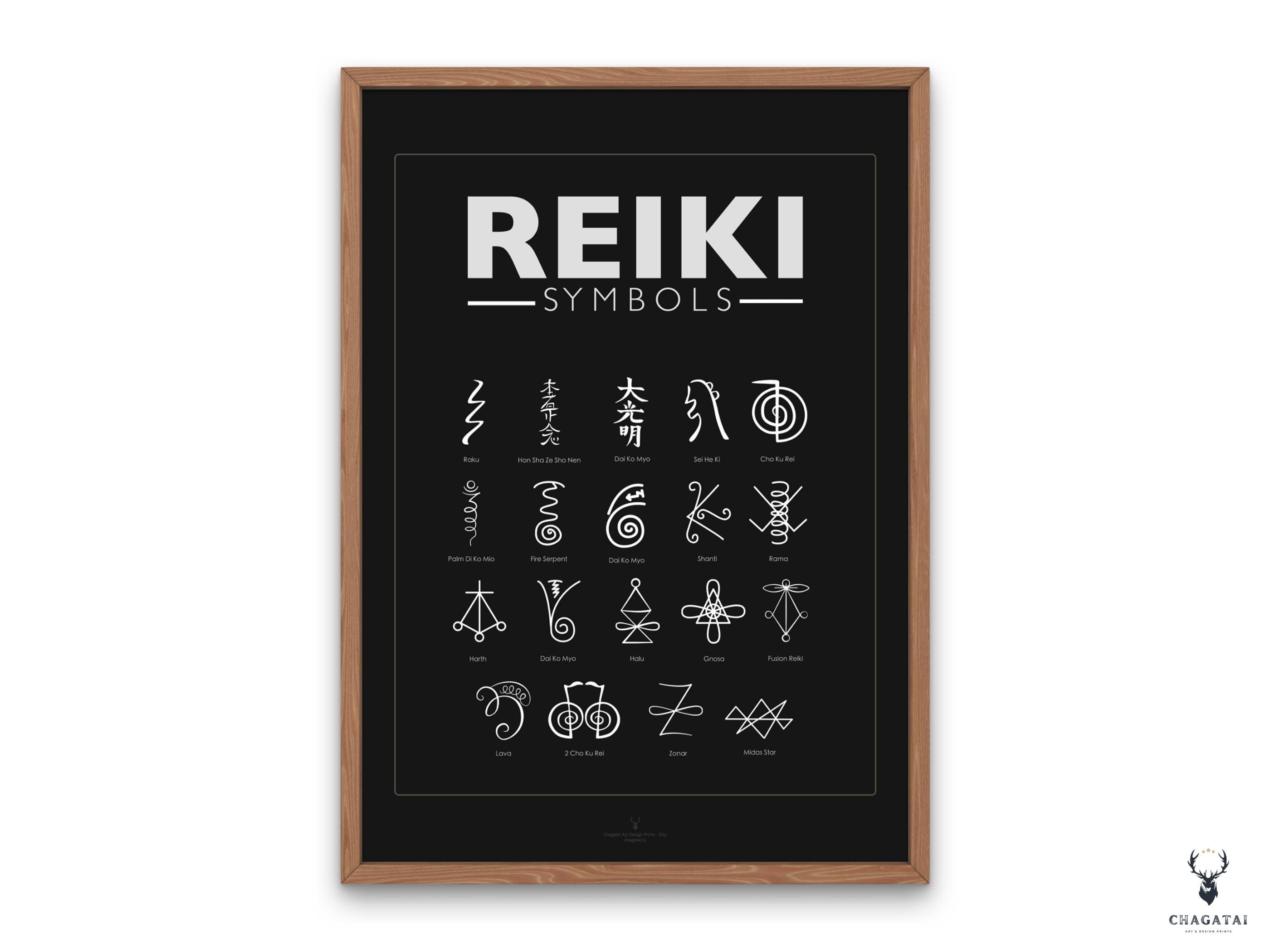 Meditation Decor With Reiki Symbols Wall Art Yoga Poster - Etsy