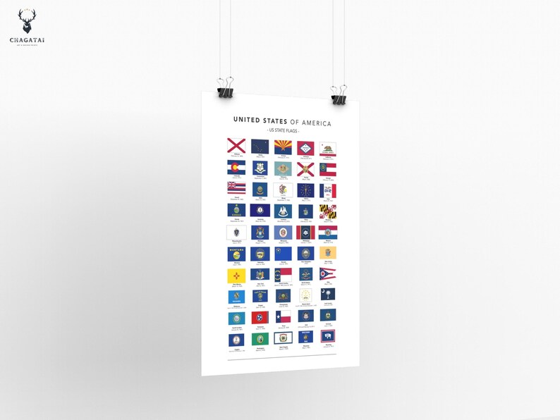 USA State Flags Poster United States of America State Flags Classroom ...