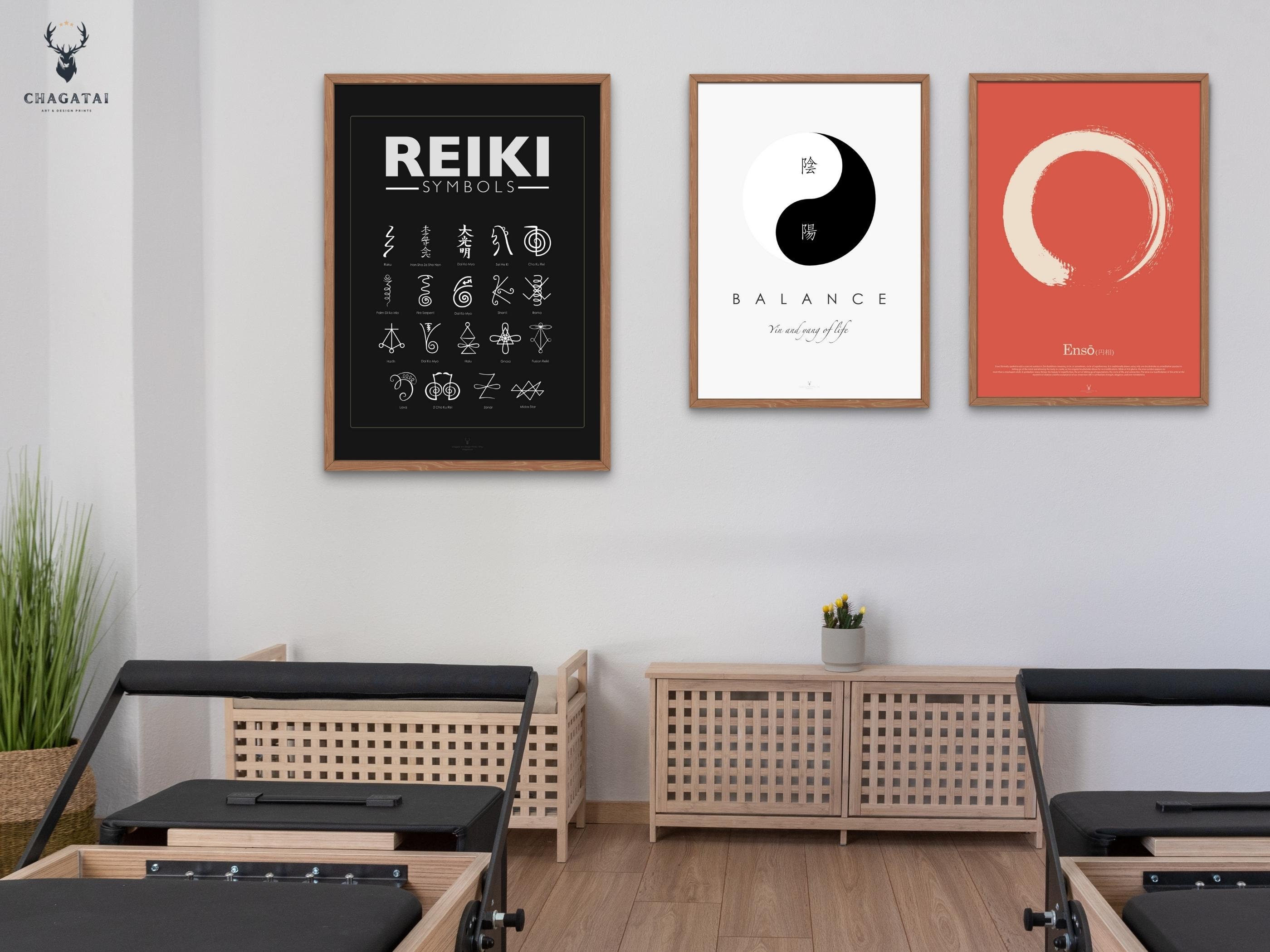Meditation Decor With Reiki Symbols Wall Art Yoga Poster - Etsy