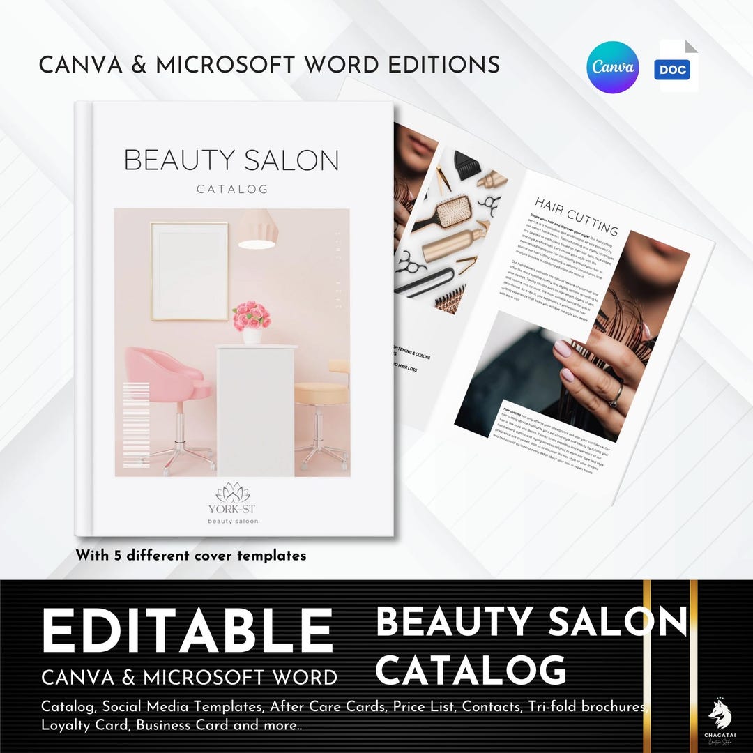 Editable Beauty Salon Catalog Beauty Services Esthetician Salon Catalog ...