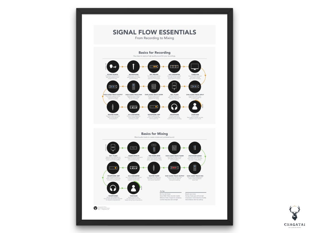 Audio Mixing Poster - Signal Flow Chart for Music Producers | Home ...