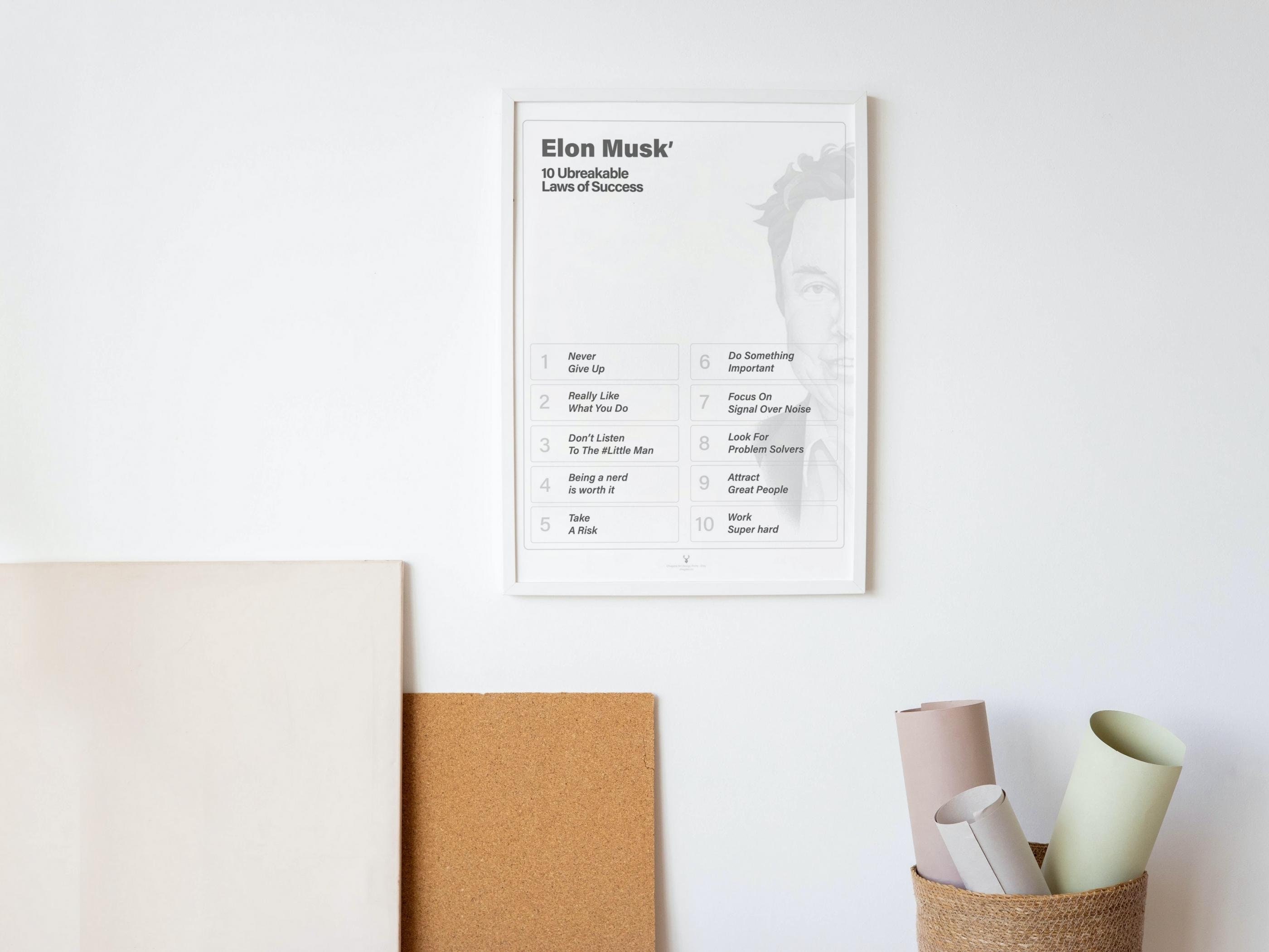 Elon Musk Poster 10 Rule Success Print Inspiration Musk - Etsy