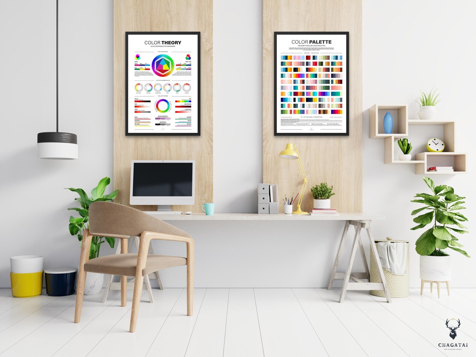 Color Theory Set of 2 Color Wheel Poster Color Palettes Print CMYK RGB ...