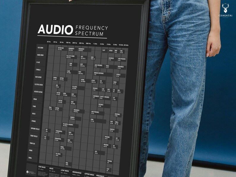 Audio Frequency Spectrum Print EQ Chart Audio Engineer Sound - Etsy