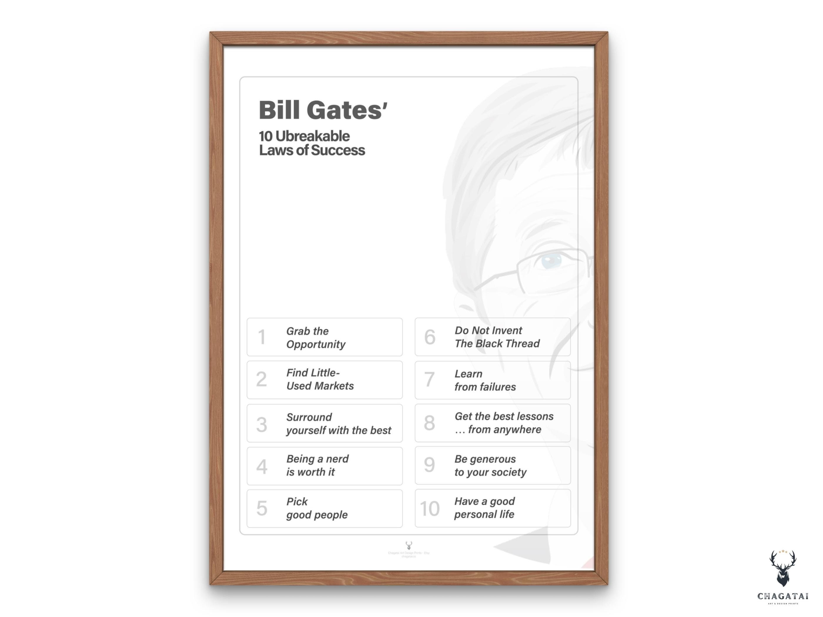 Bill Gates 10 Rule of Success Poster Inspiration Printable Motivation ...