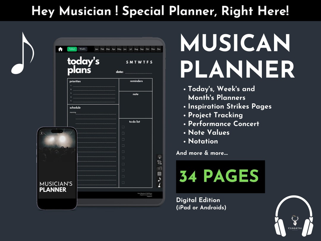 Musician Planner Dark Planner Musician Gift Planner Digital Dark ...
