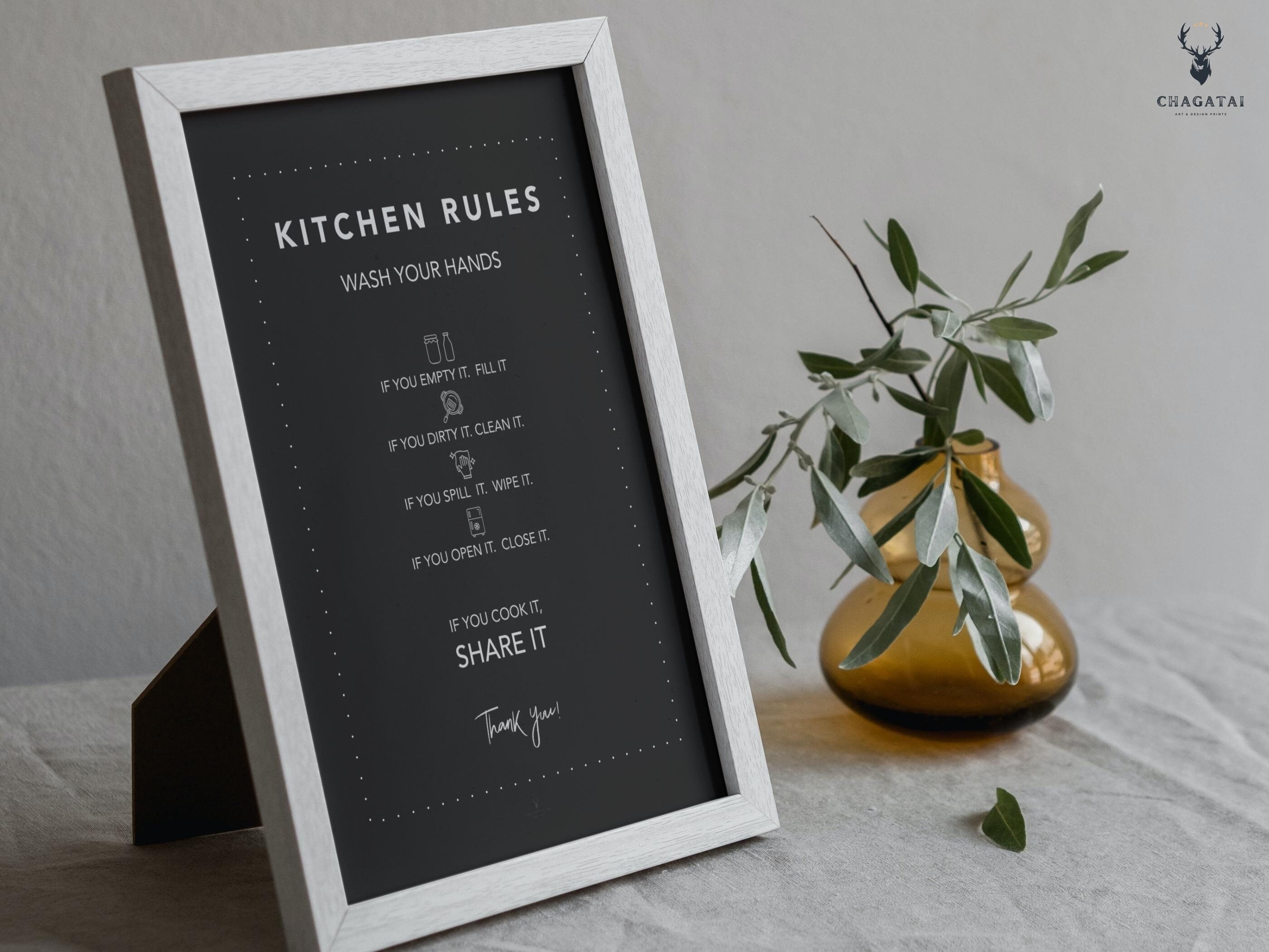 Kitchen Wall Decor Kitchen Rules Print Cooking Print Kitchen - Etsy