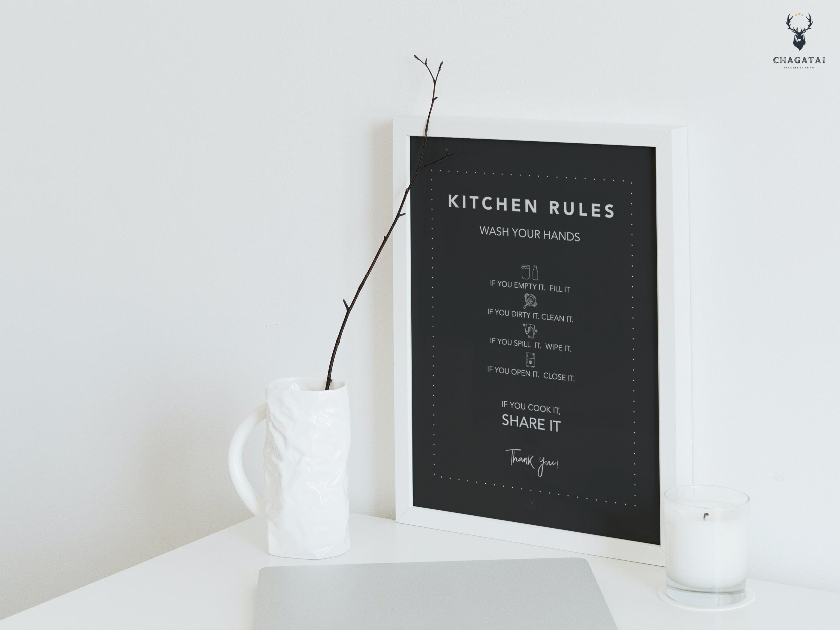 Kitchen Wall Decor Kitchen Rules Print Cooking Print Kitchen - Etsy