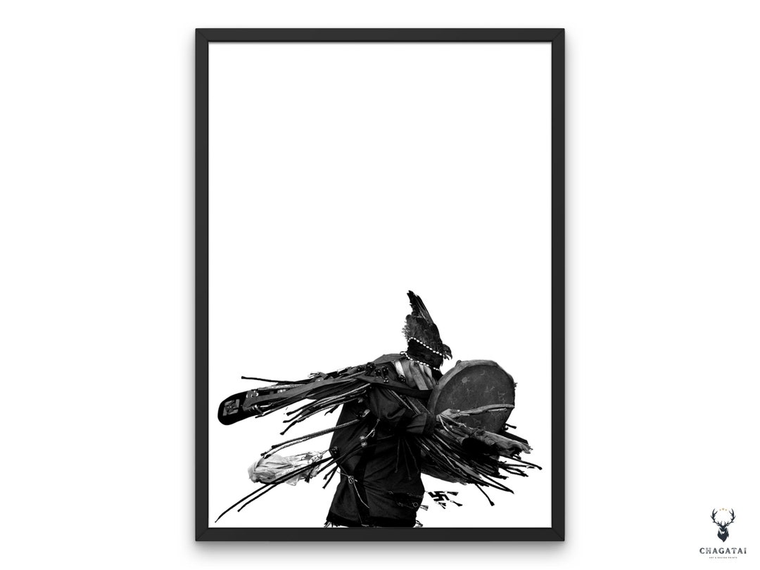 Shaman Art Printable Home Art Decor Mystical Shaman Decor Monochrome ...