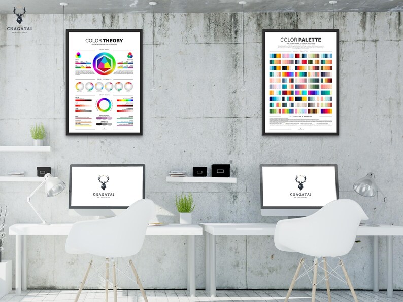 Color Theory Set of 2 Color Wheel Poster Color Palettes Print - Etsy