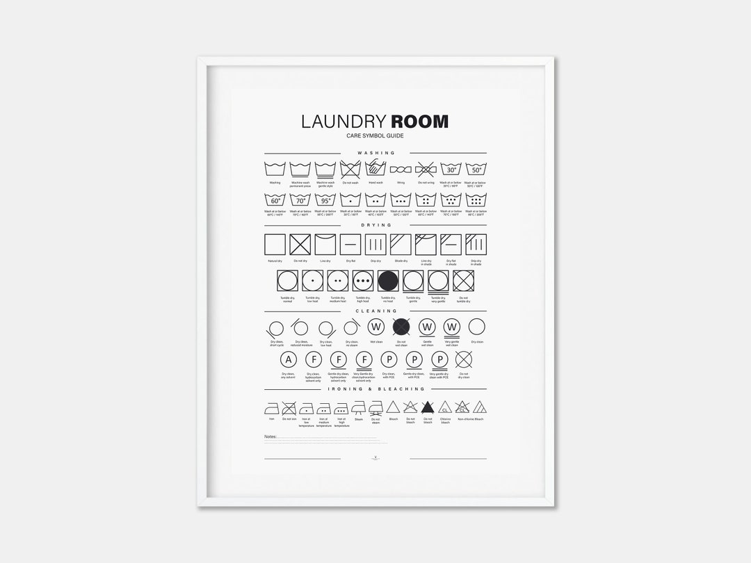 Laundry Sign Decor Care Symbol Guide Printable Poster Laundry Room ...