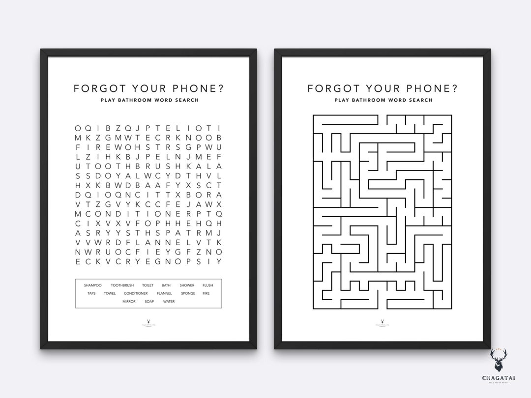 Forgot Your Phone Funny Bathroom Decor Puzzle Bathroom Word Search ...