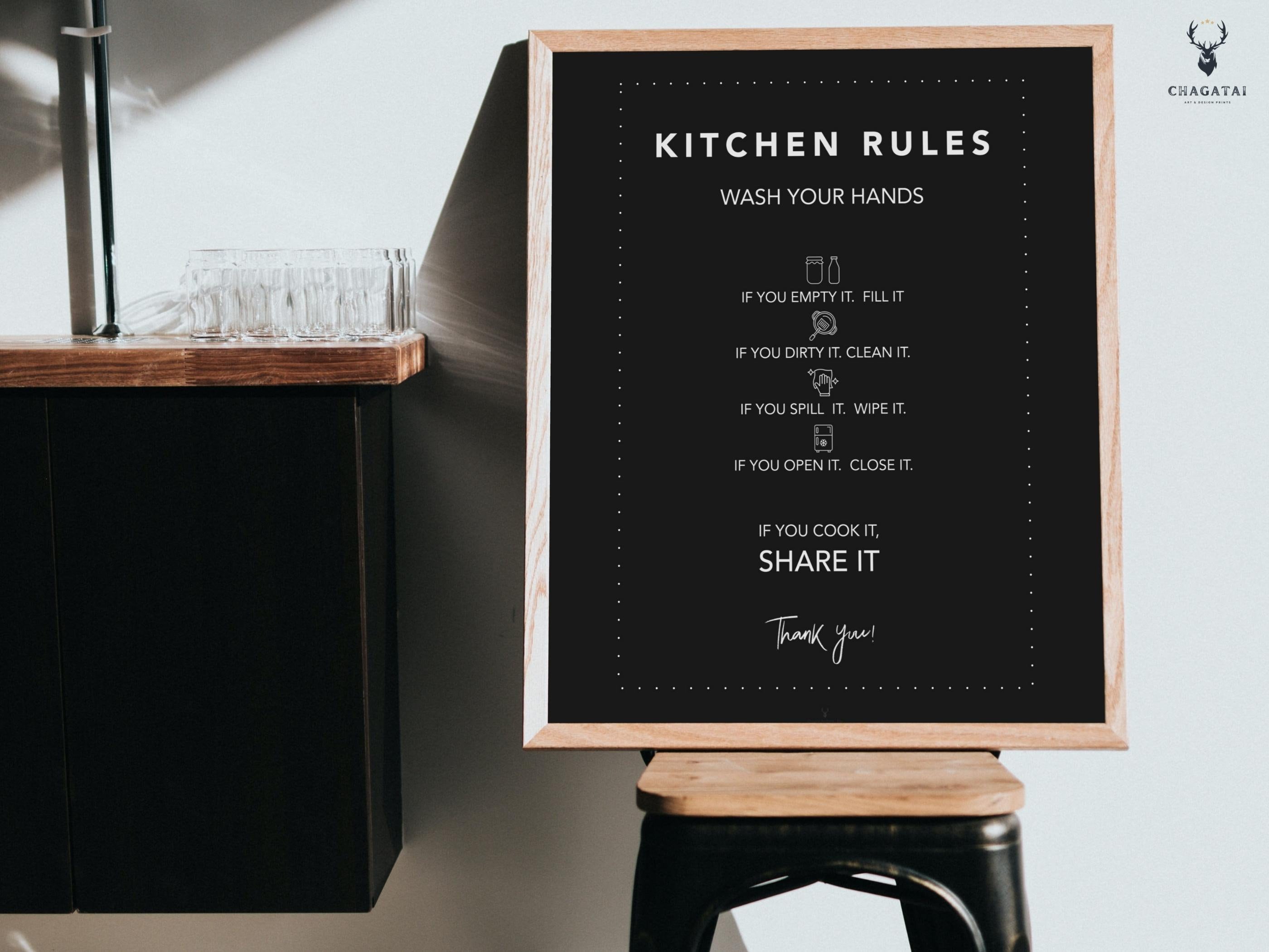 Kitchen Wall Decor Kitchen Rules Print Cooking Print Kitchen - Etsy