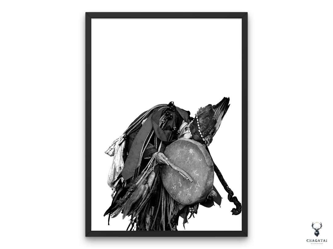 Shamanic Poster Monochrome Wall Art Mystical Shaman Decor Monochrome ...