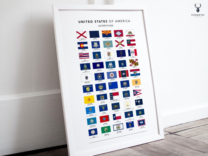 USA State Flags Poster United States of America State Flags - Etsy