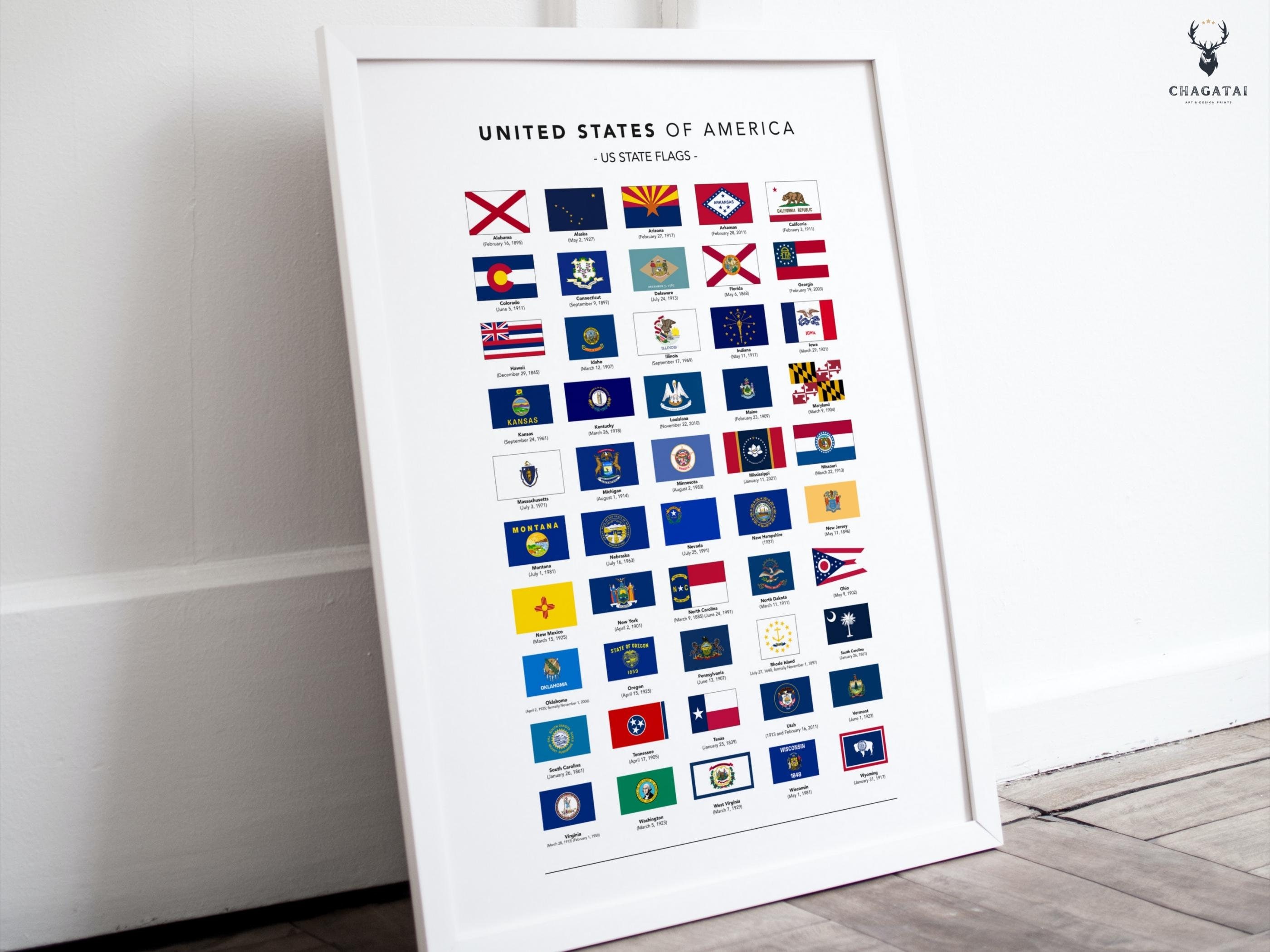 USA State Flags Poster United States of America State Flags - Etsy