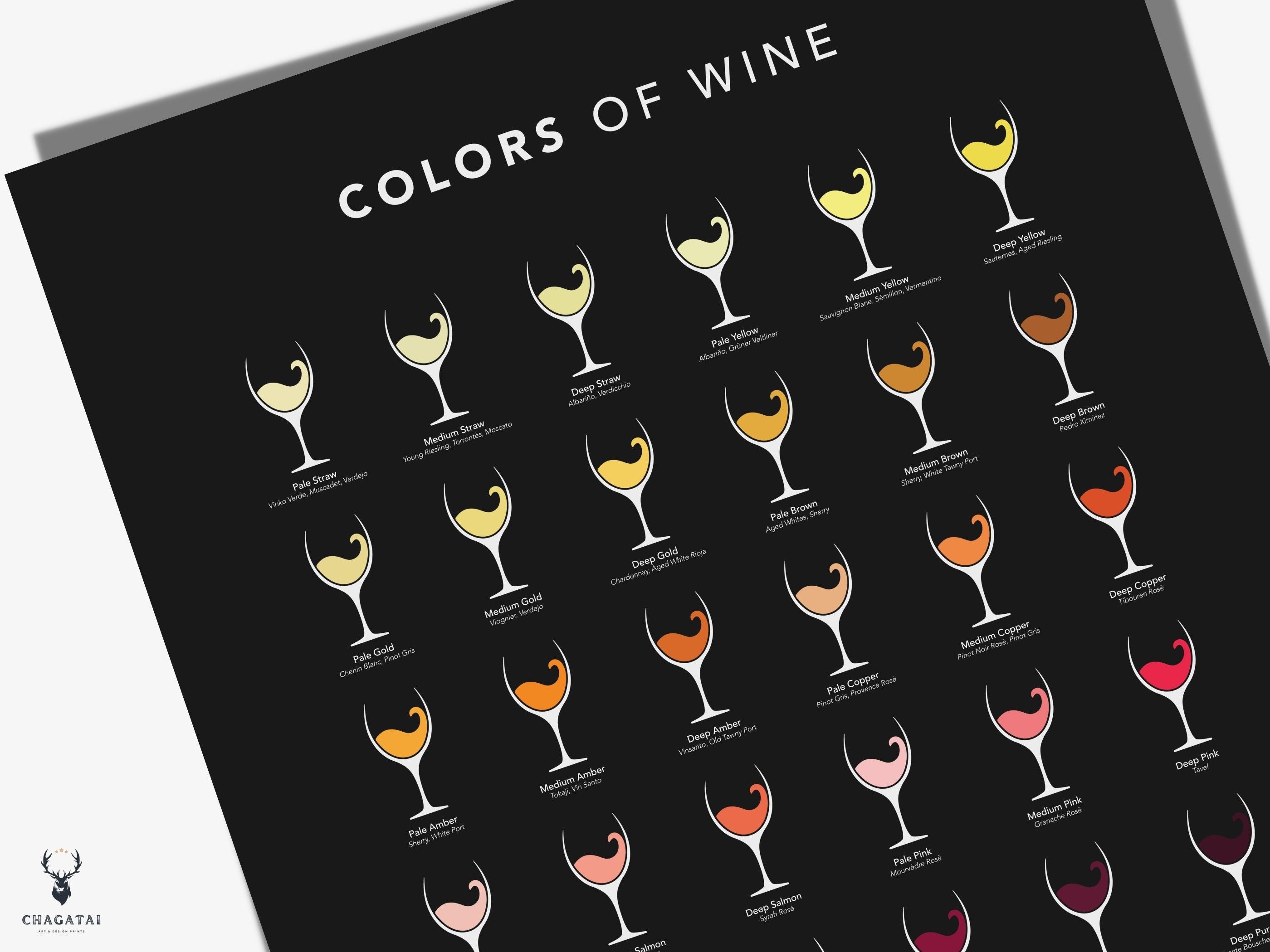 Wine Colors Wall Art Wine Poster Wine Color Print Types of Wine Print ...