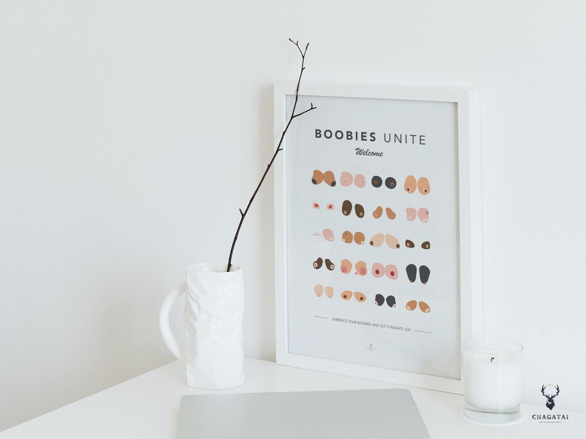 Boobies Print Funny Bathroom Wall Decor Boobs Decor Feminist Etsy