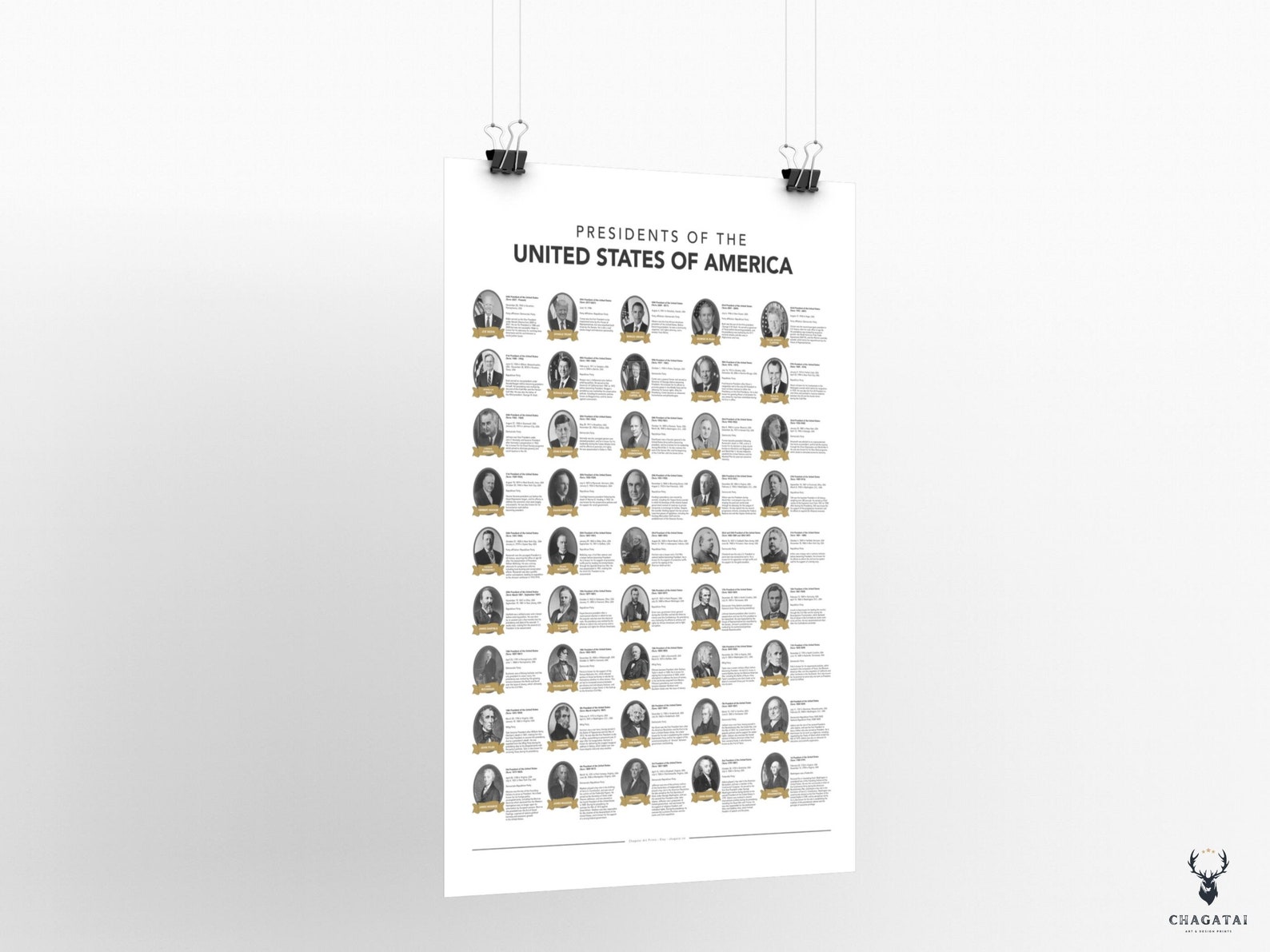 United States Presidents Poster USA Presidents Print US History Poster ...