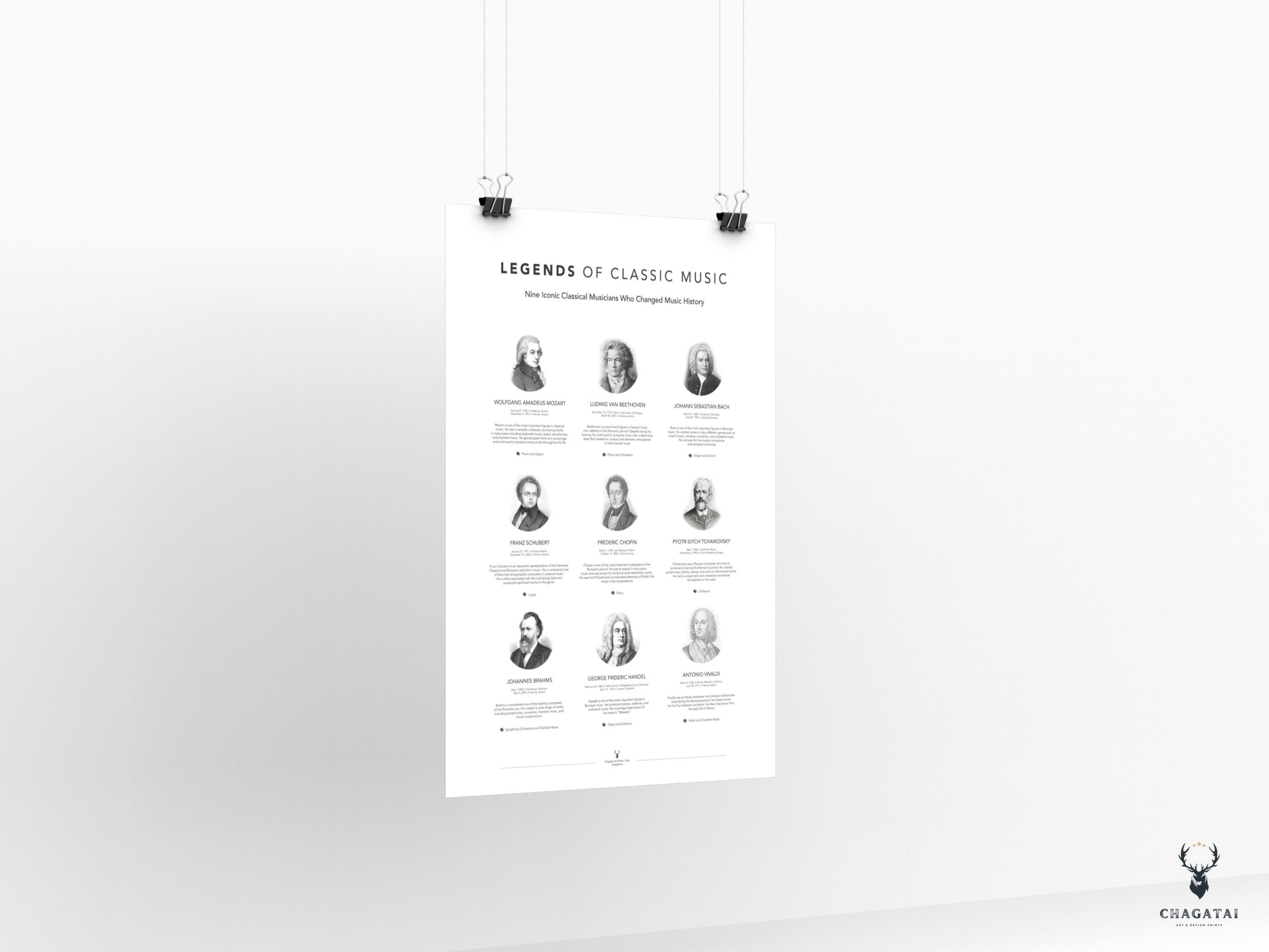 Classic Music Legends Poster Beethoven Poster Mozart Poster - Etsy