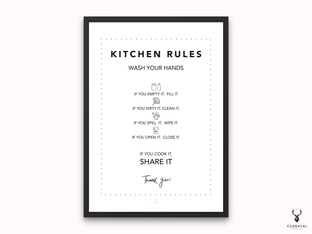 Kitchen Rules Kitchen Wall Decor Print Cooking Print Kitchen Rules ...
