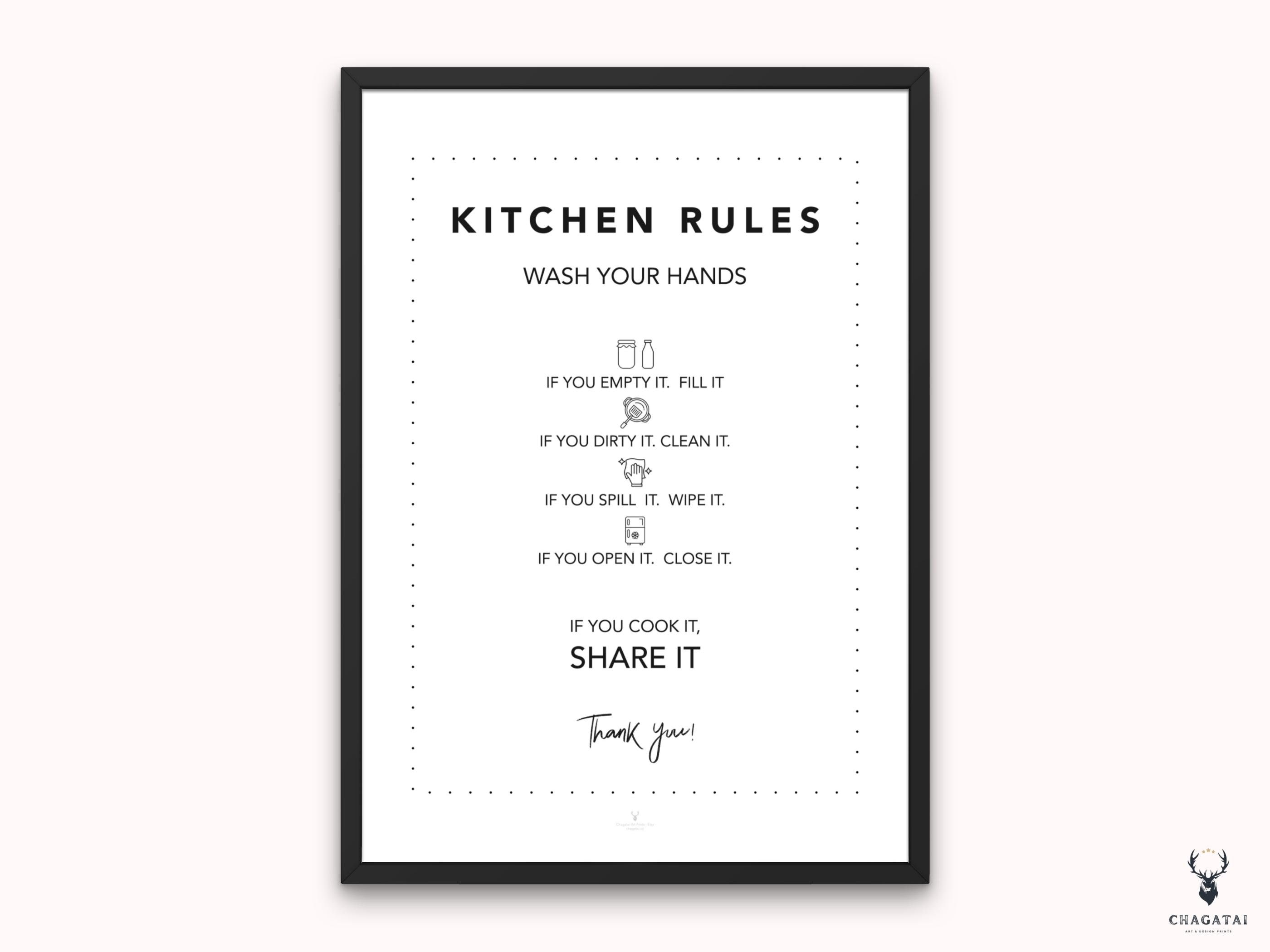 Kitchen Rules Kitchen Wall Decor Print Cooking Print Kitchen Rules ...