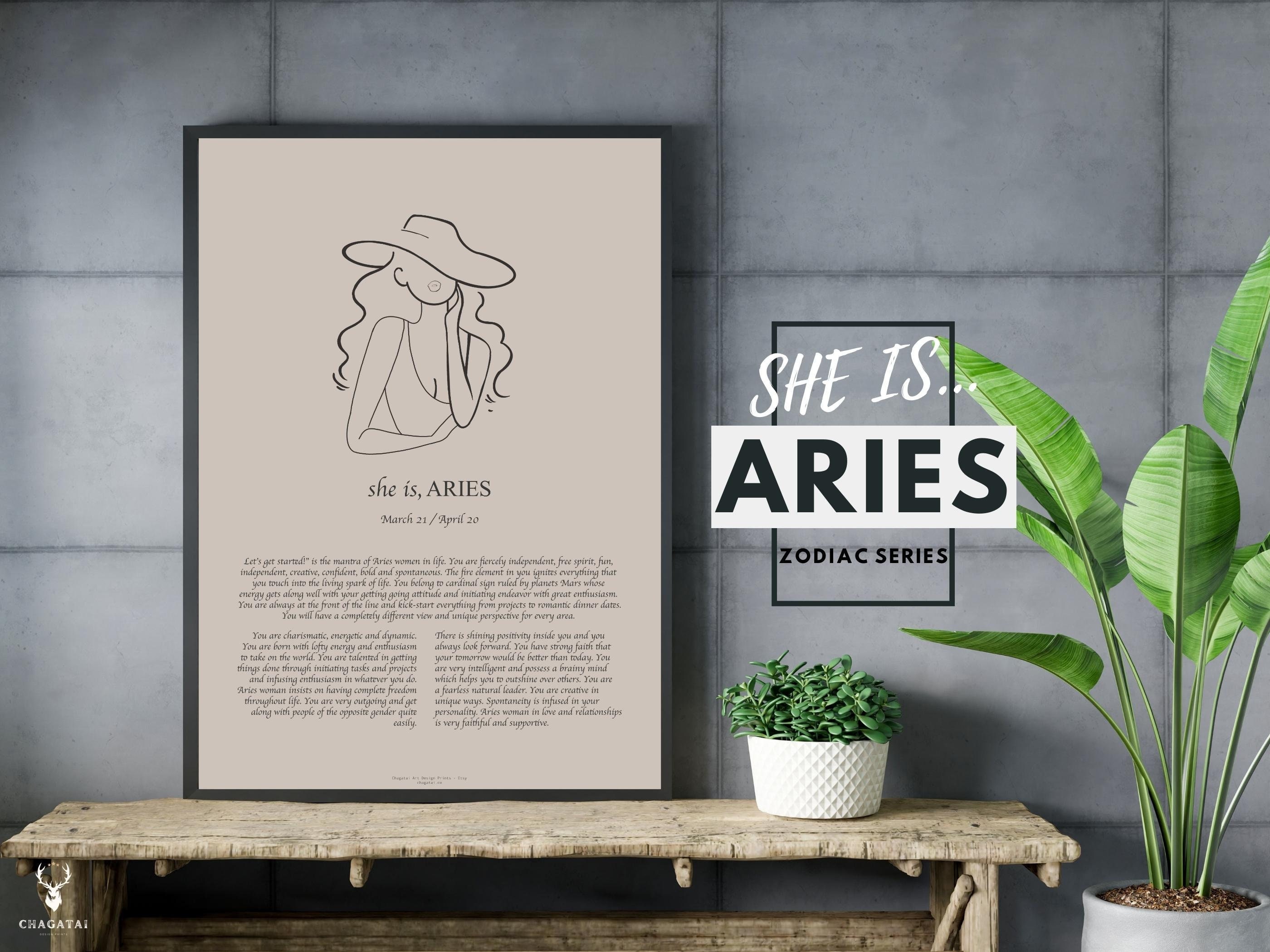 Aries Print Zodiac Wall Art Aries Girl Gift Art Home Decor - Etsy