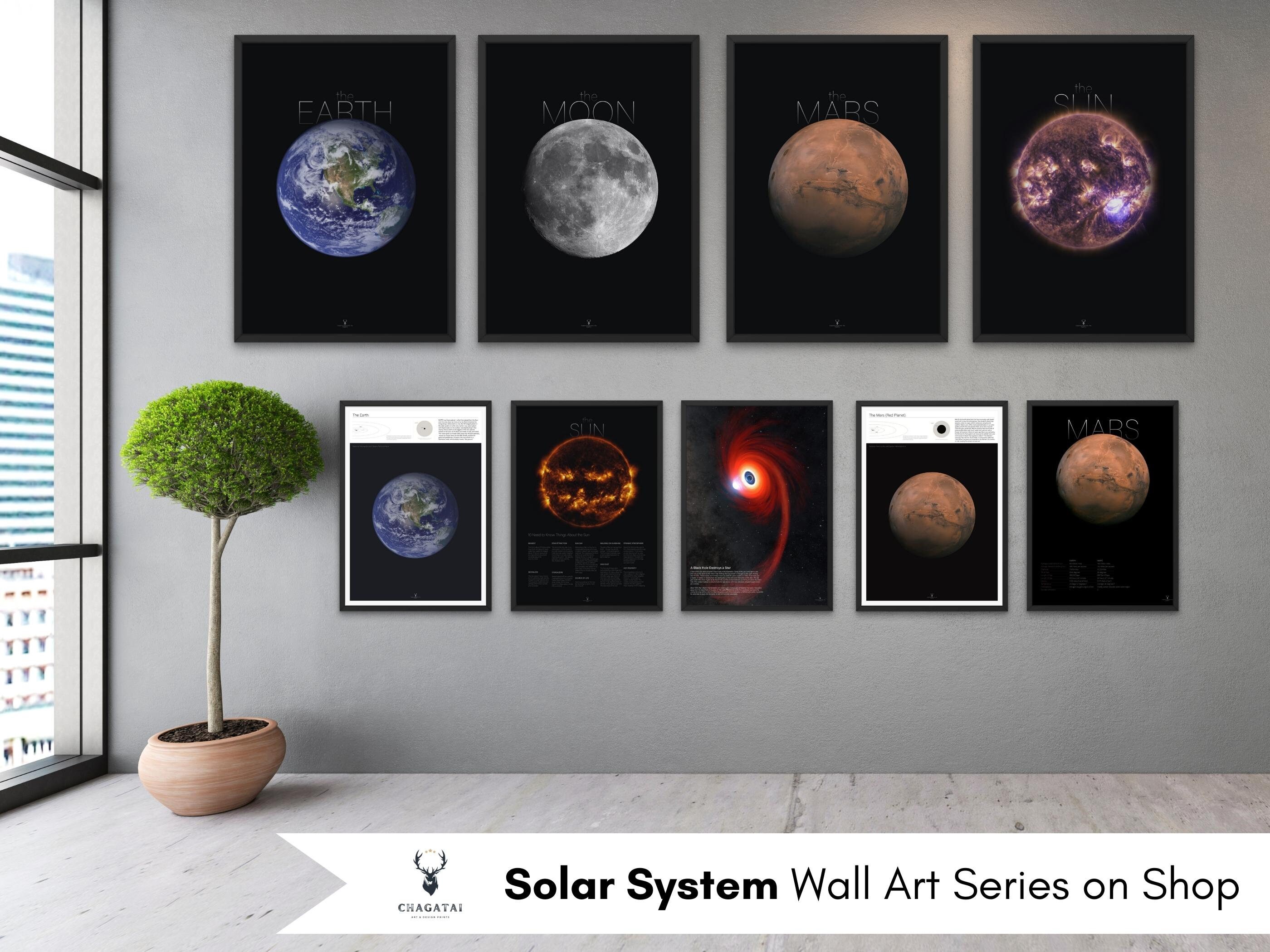Moon Wall Art Print Solar System Poster Gift for Astronomy Lovers La ...