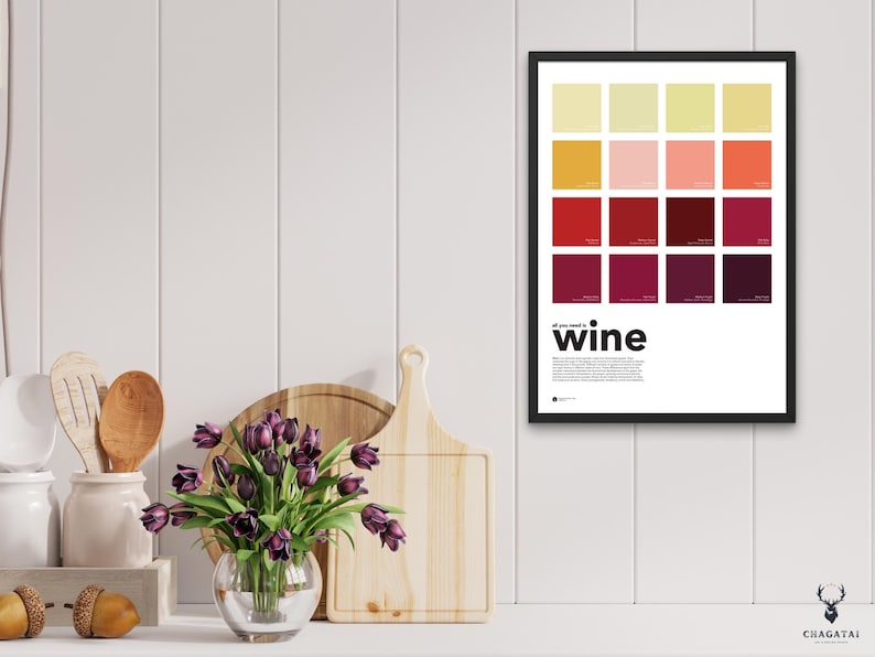 Wine Color Chart Print Wine Wall Art Printable All You Need is - Etsy