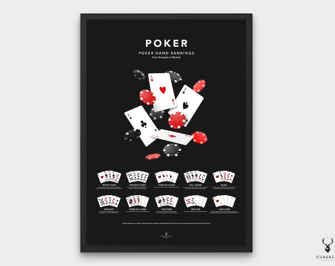 Poker Hand Rankings Poster - Minimalist Wall Art for Mancave or Games ...