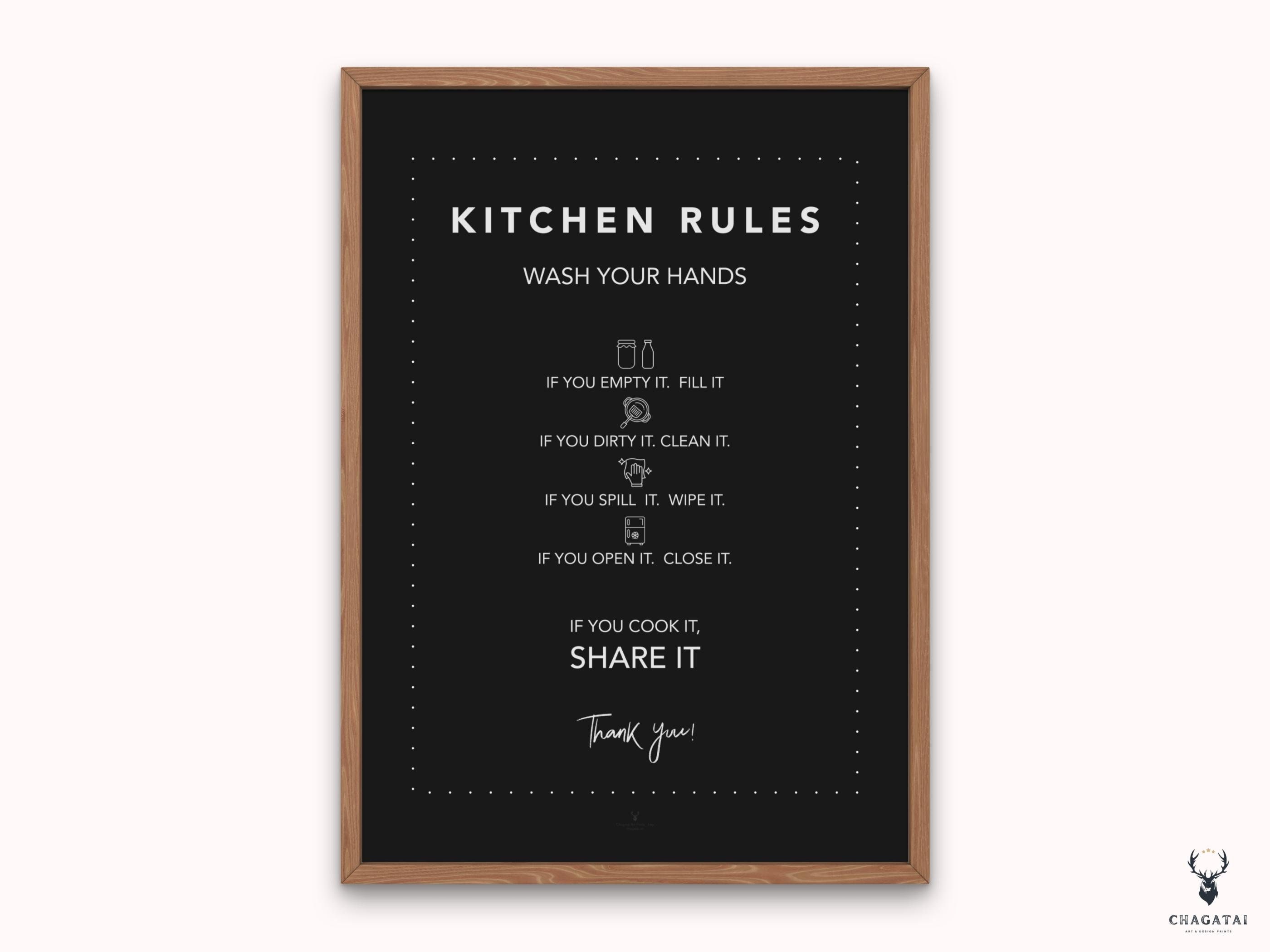 Kitchen Wall Decor Kitchen Rules Print Cooking Print Kitchen - Etsy