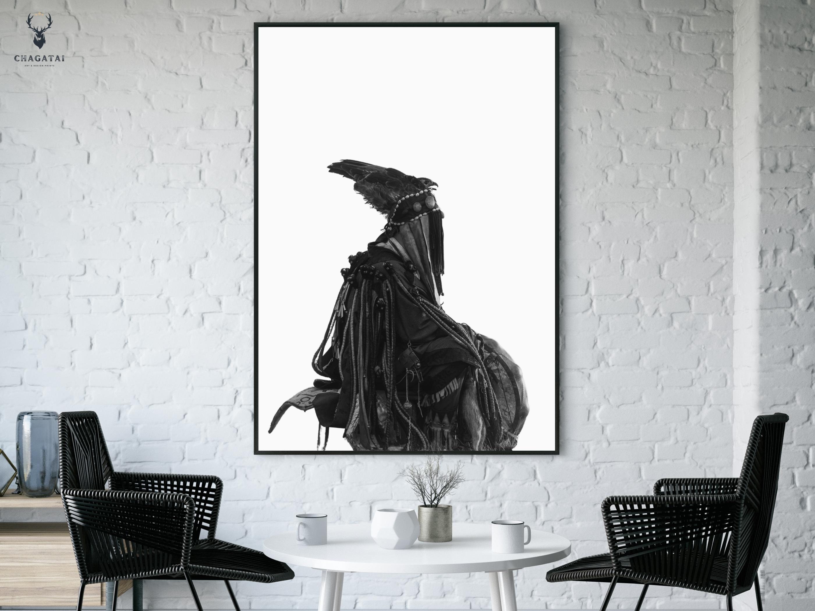 Shaman Poster Mystical Shamanic Decor Black and White Shamanism Mongol ...