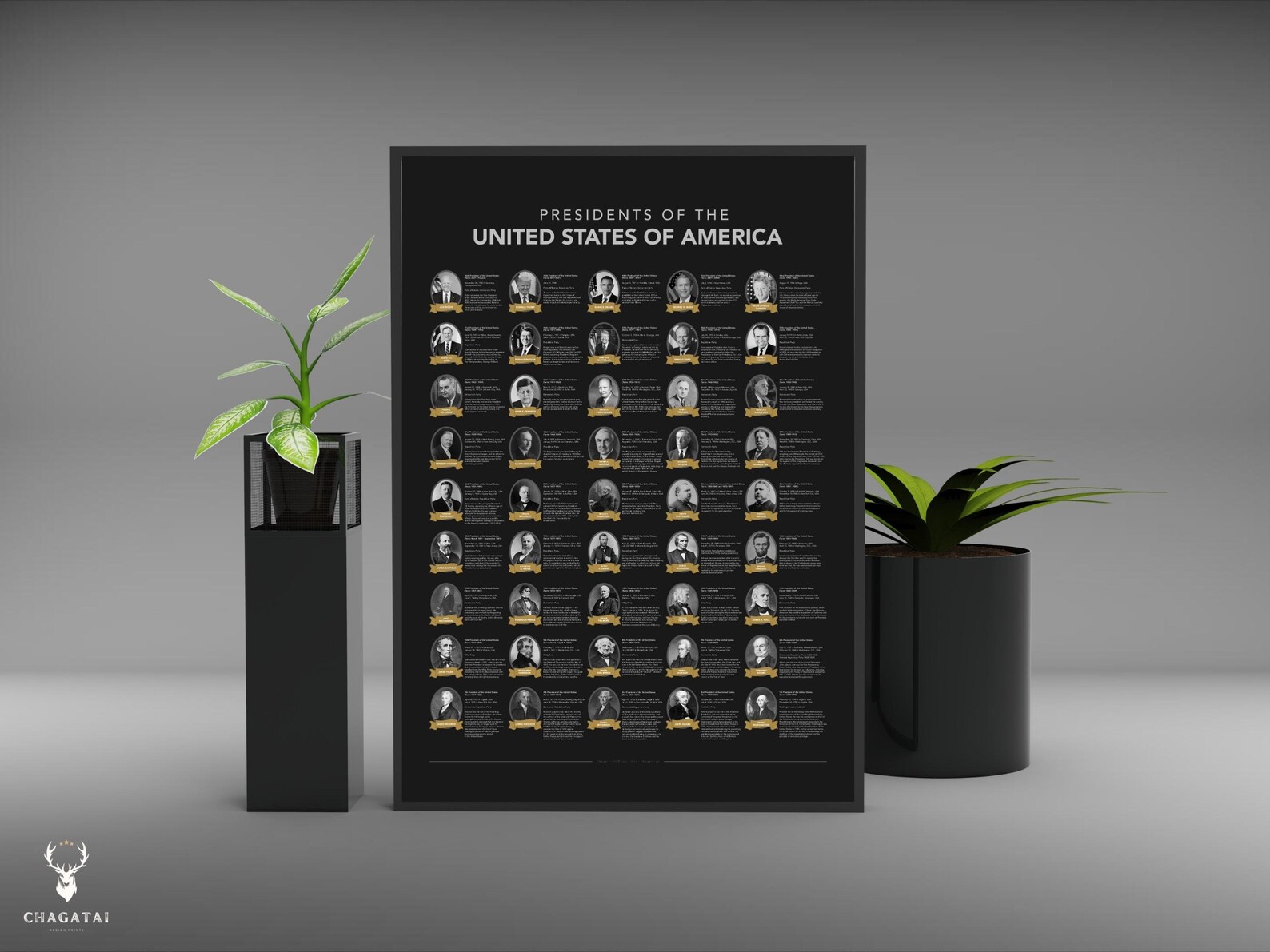 US Presidents Poster America Presidents Print Wall Decor 46 U.S ...