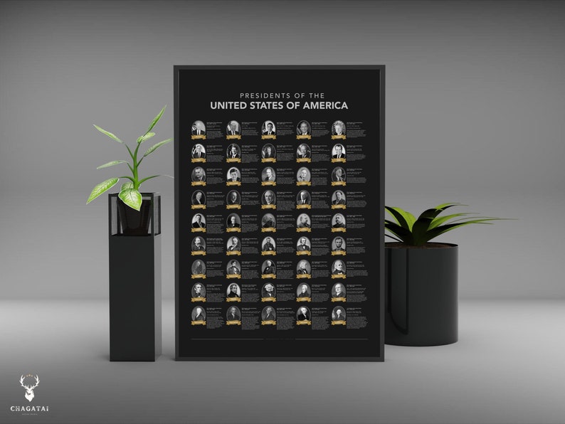 US Presidents Poster America Presidents Print Wall Decor 46 U.S ...