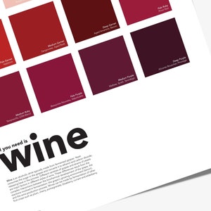 Wine Color Chart Print Wine Wall Art Printable All You Need is Wine Color Print Kitchen Wall Art ...