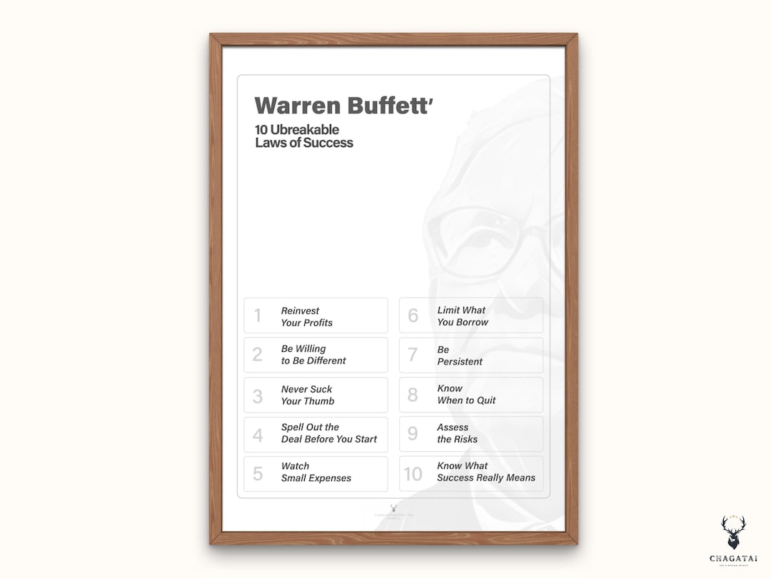 Warren Buffett Poster 10 Rule Success Print Inspiration Buffett ...