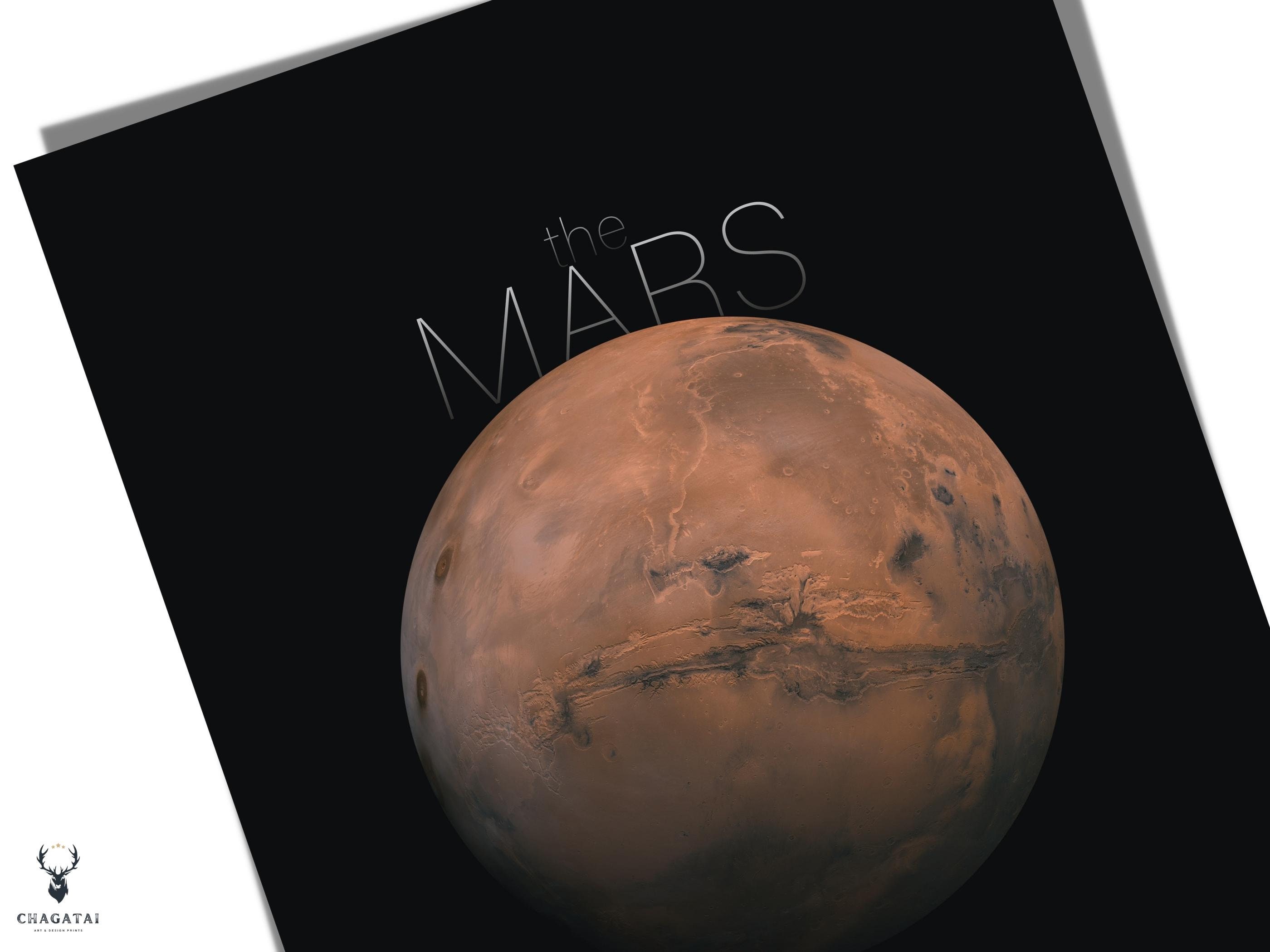 The Mars Poster Red Planet Print Bildung Nasa Space X Wall Decor Mars ...