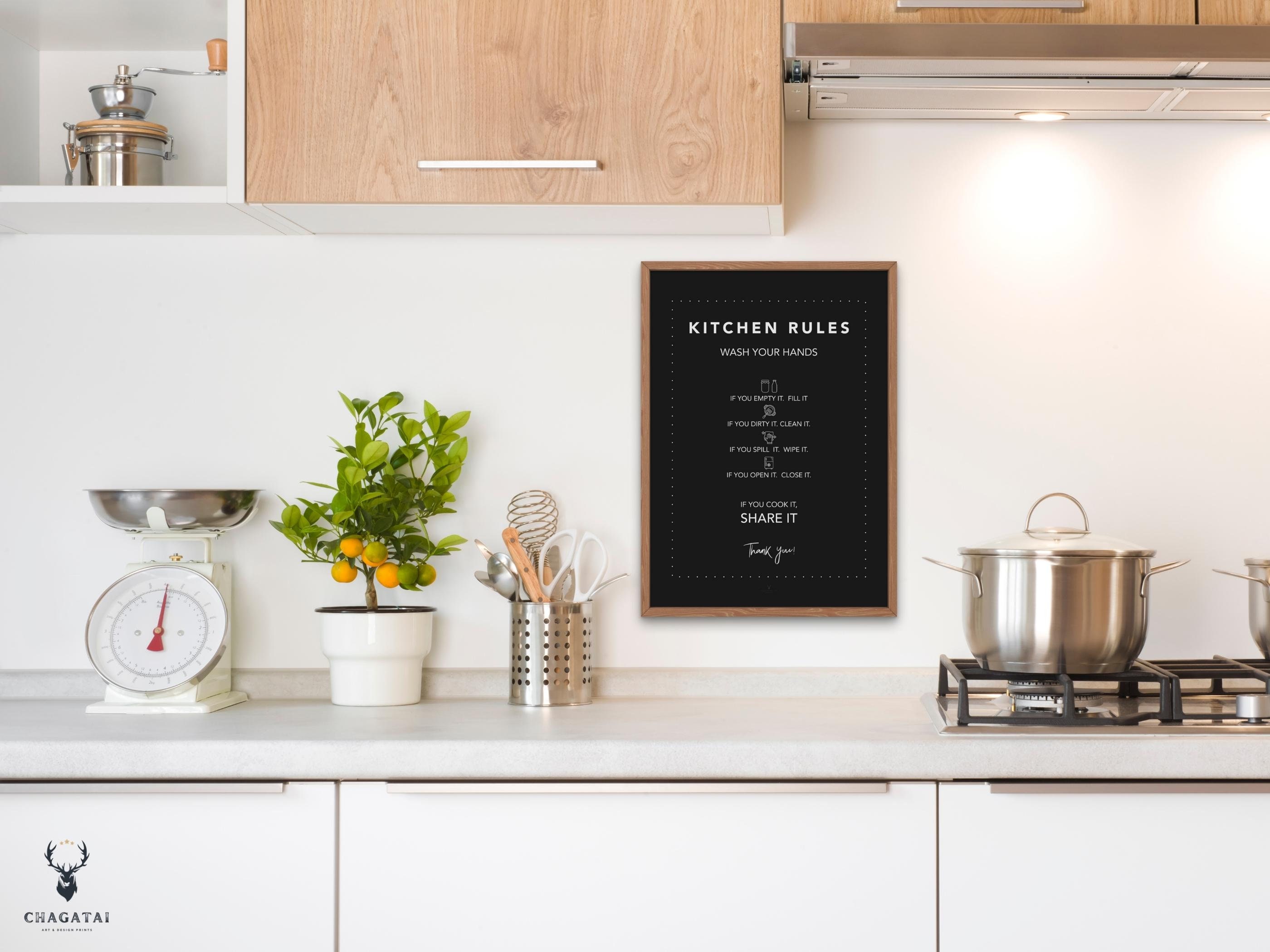 Kitchen Wall Decor Kitchen Rules Print Cooking Print Kitchen - Etsy