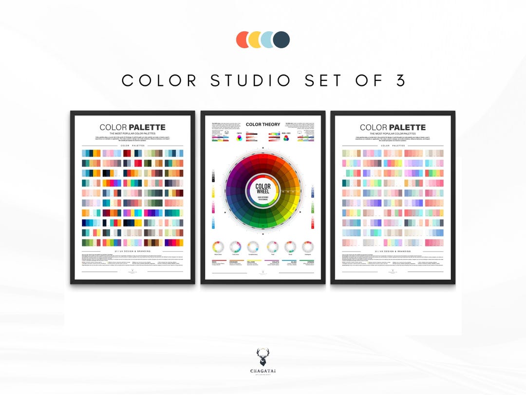Color Theory Poster Bundle - Color Wheel Poster Set of 3 Color Palettes ...