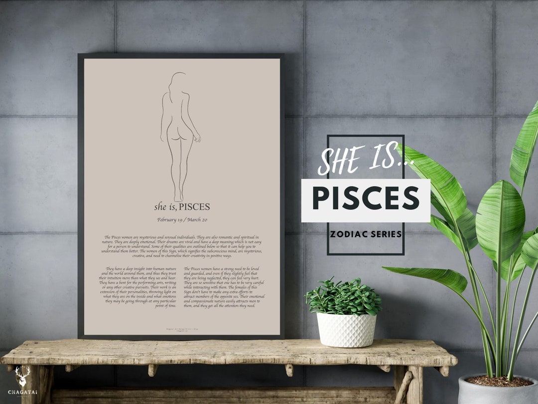 Pisces Bedroom Decoration Pisces Line Art Zodiac Home Decor Printable ...
