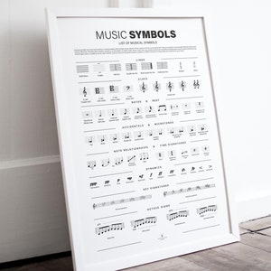 Music Symbols Print Music Terms Cheat Sheet Music Notes Chart Poster ...