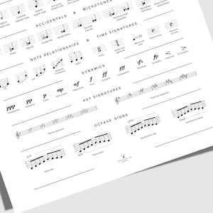 Music Symbols Print Music Terms Cheat Sheet Music Notes Chart Poster ...